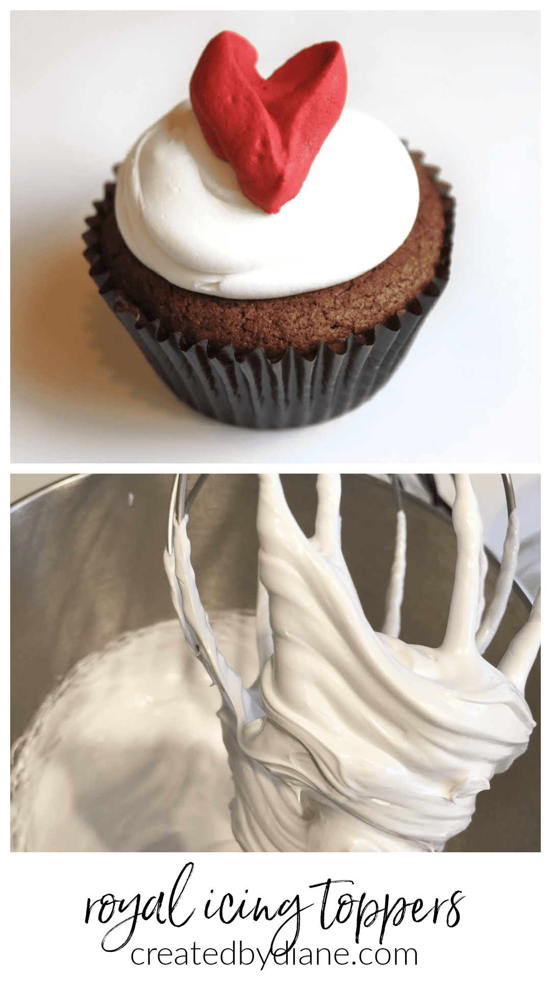 royal icing heart toppers | Created by Diane