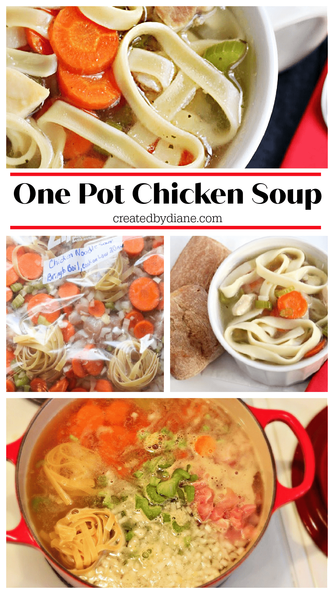 One Pot Chicken Noodle Soup | Created by Diane