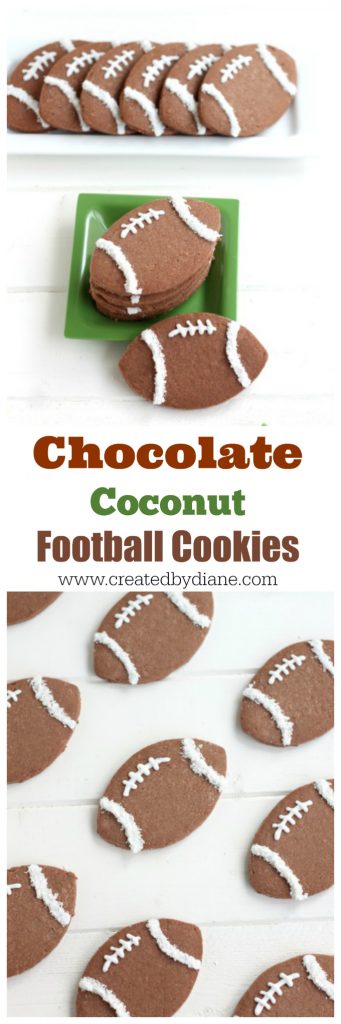 Chocolate Coconut Football Cookies for game day | Created by Diane