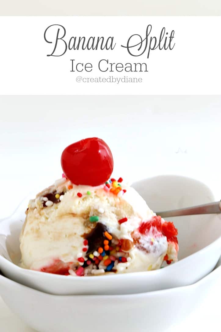 Homemade Banana Split Ice Cream | Created by Diane
