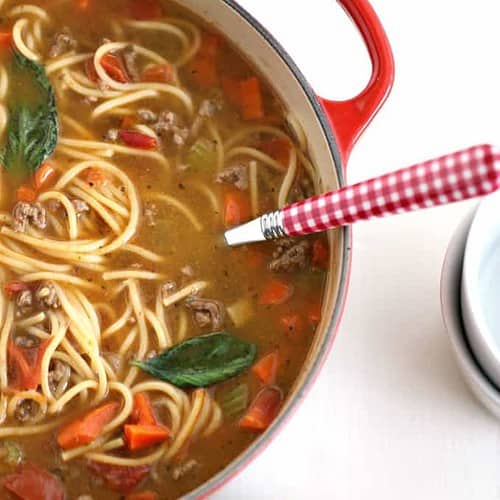 One Pot Spaghetti Soup Recipe | Created by Diane