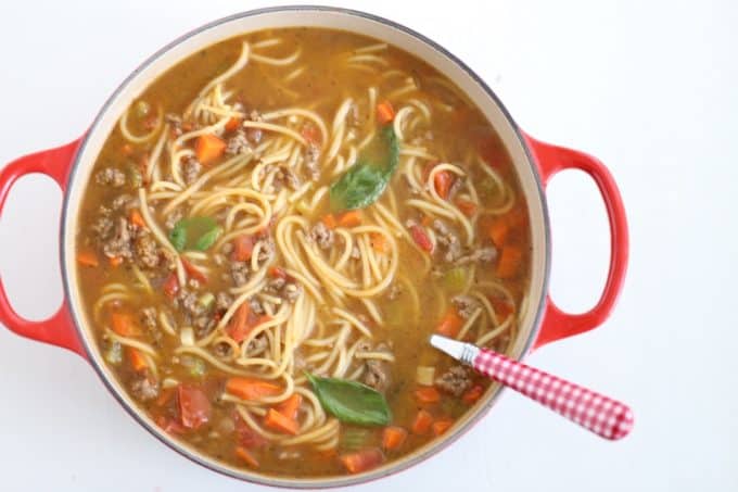 One Pot Spaghetti Soup Recipe | Created by Diane