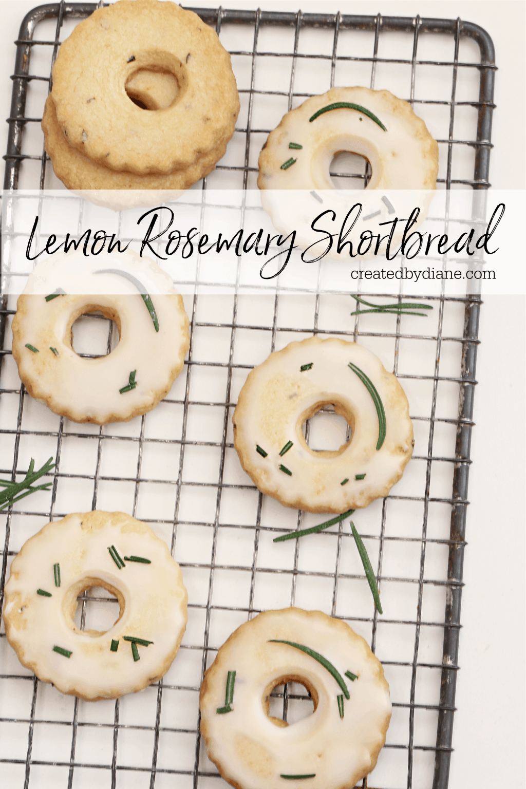 Lemon Rosemary Shortbread Cookies | Created by Diane