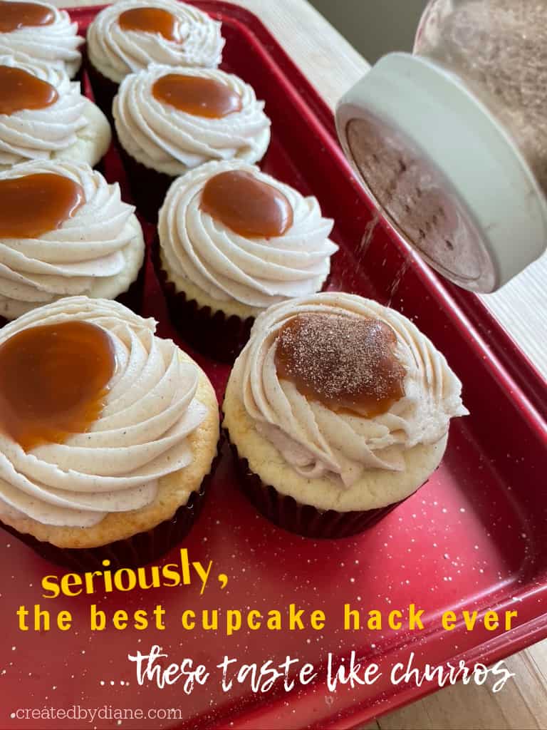 Cinnamon Sugar Churro Cupcakes | Created by Diane