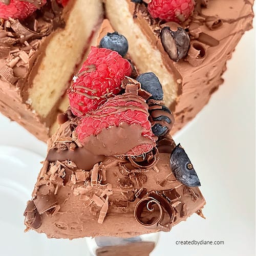 Chocolate Frosted Cake Raspberry Filling | Created by Diane