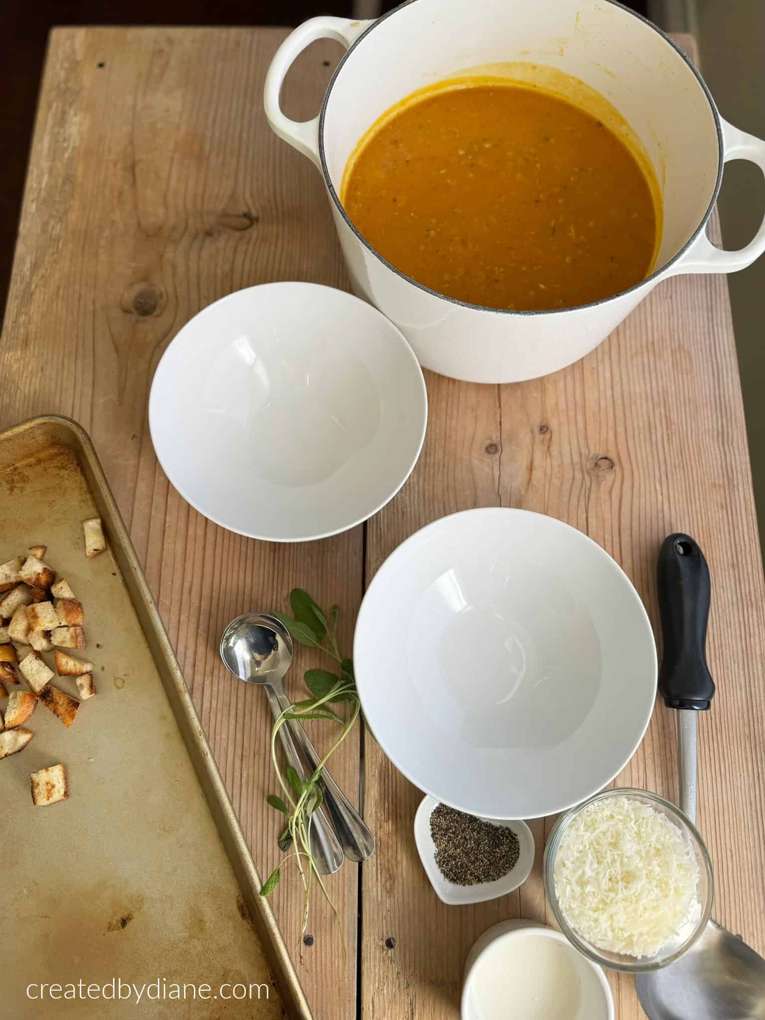 Easy 30 minute Fall Pumpkin Sausage Soup | Created by Diane