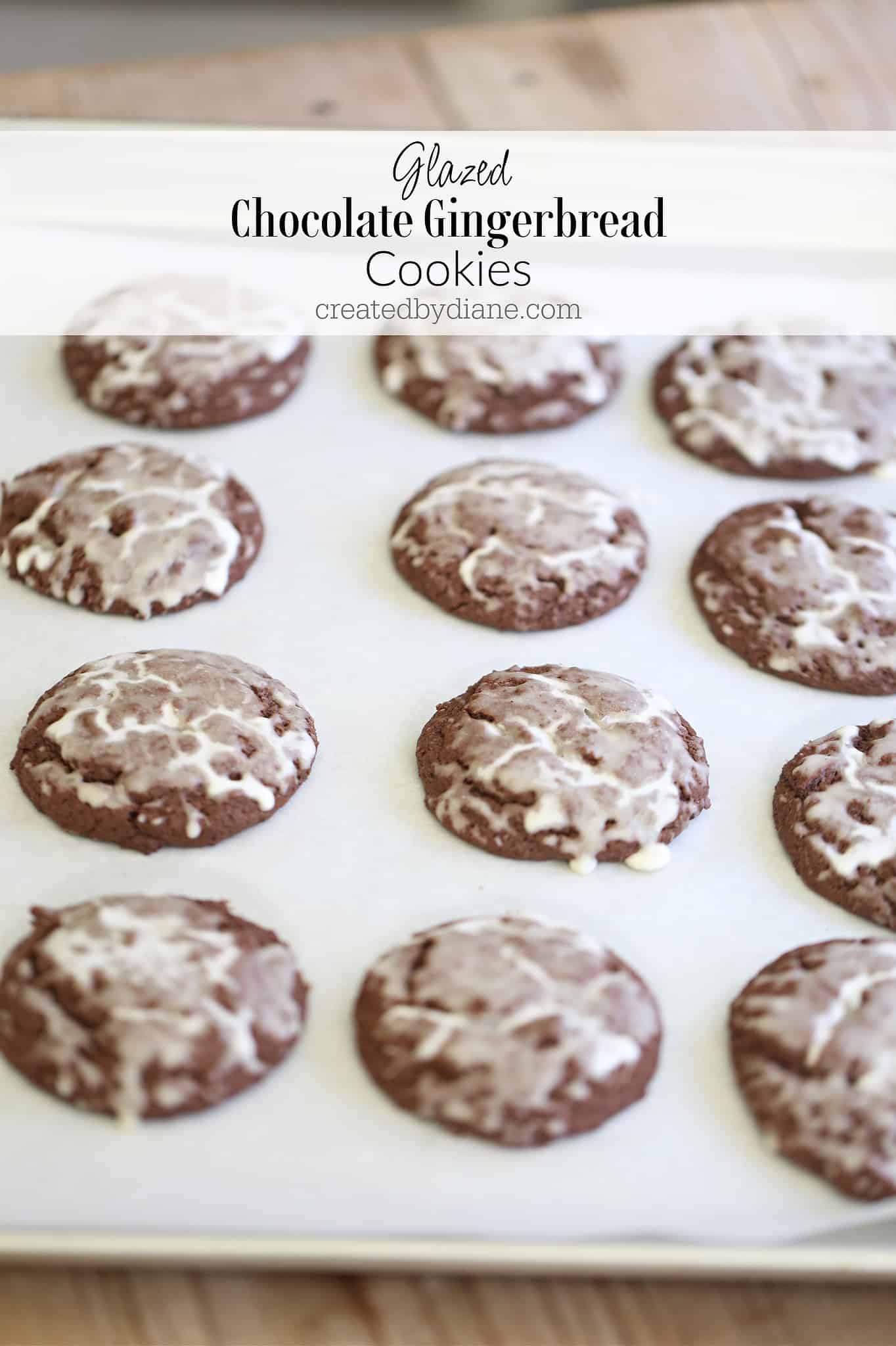 Glazed Chocolate Gingerbread Drop Cookies | Created by Diane