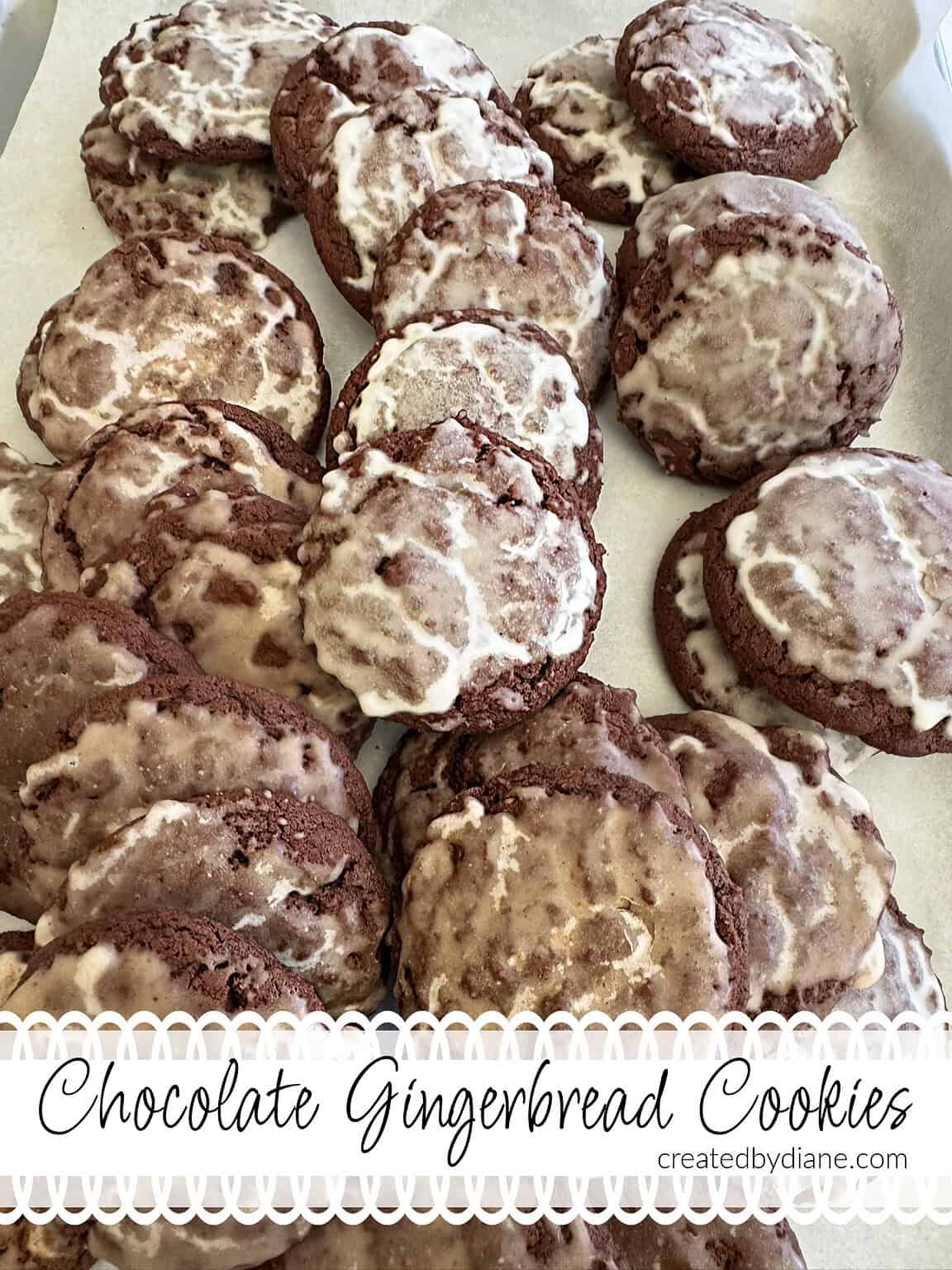 Glazed Chocolate Gingerbread Drop Cookies | Created by Diane